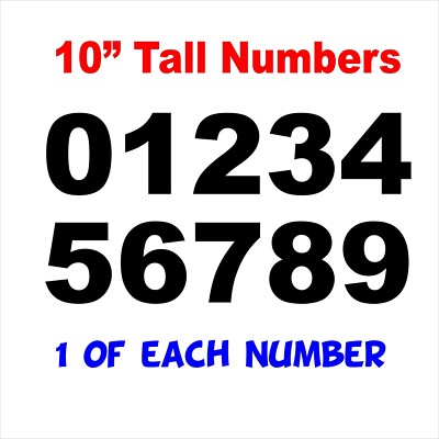 0-9 Numbers 1x Set Vinyl Decals 10" Inches - DIY Sign Semi Trailer ...
