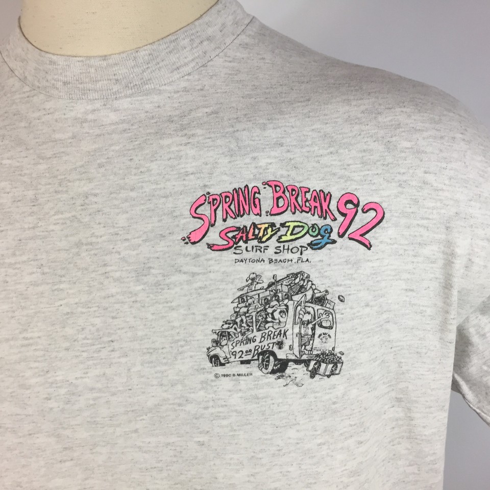 Vintage 80s 90s Salty Dog Spring Break Neon Gray Surf Skate Beach Shop ...
