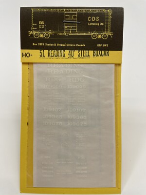 CDS Lettering Dry Transfers HO-Scale HO-51 READING 40' Steel Box Car ...
