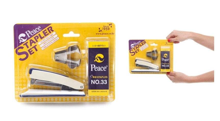 Korean PEACE Stapler + Staples 5000pcs(No.33) + Staple Remover Set ...