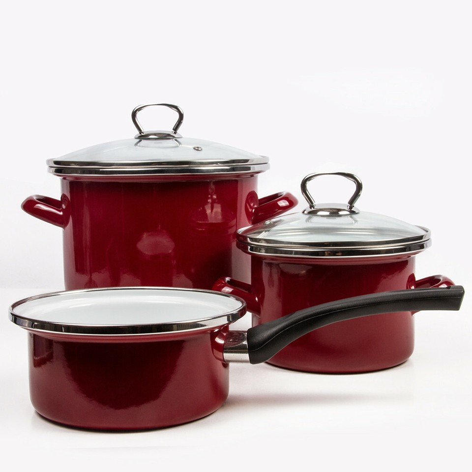 Red Enameled StockPot. Durable Enamelware Stock Pots Casserole from ...