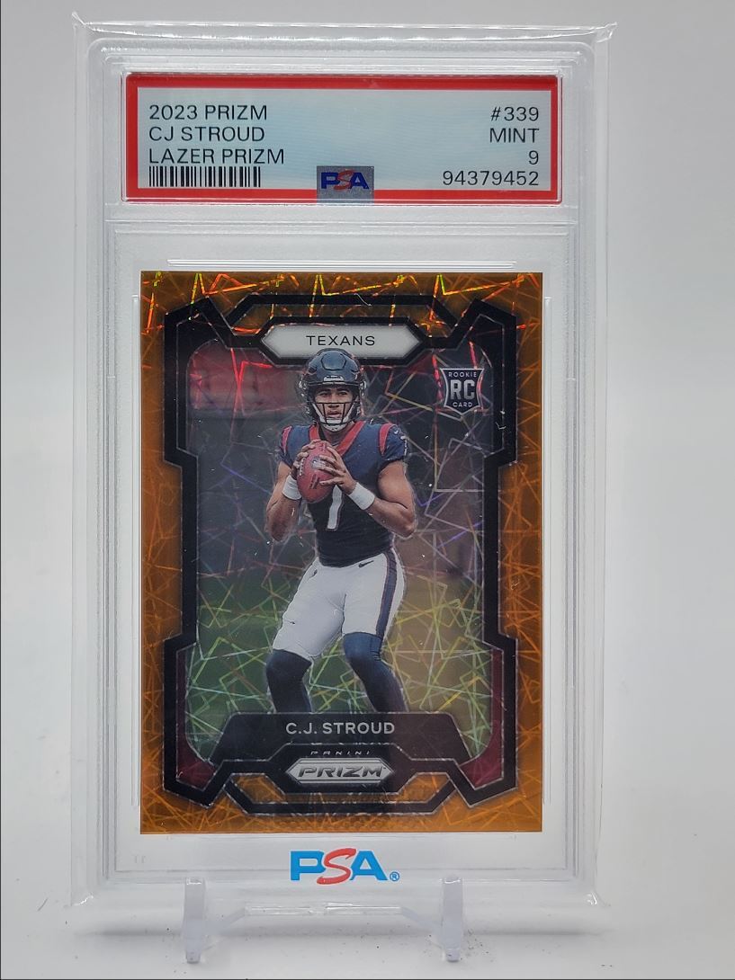 C.J. STROUD 2023 PRIZM FOOTBALL ROOKIE LAZER TEXANS MINT RC PSA 9 Q2756 ...