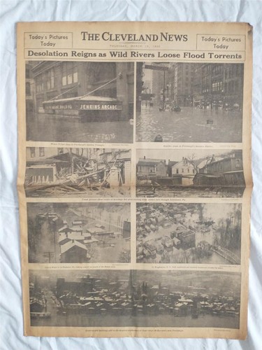Lot of 4 - "THE GREAT FLOOD of 1936" NEWSPAPERS - THE CLEVELAND NEWS | eBay