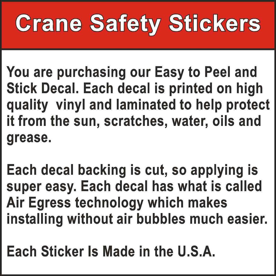 Crawler Crane Lattice Boom Crane Safety Sticker Do Not Stand Under Boom ...