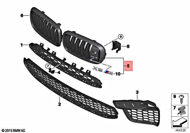 Genuine BMW X5M F85 Front Radiator Kidney Grille Left OEM 51118056323 ...