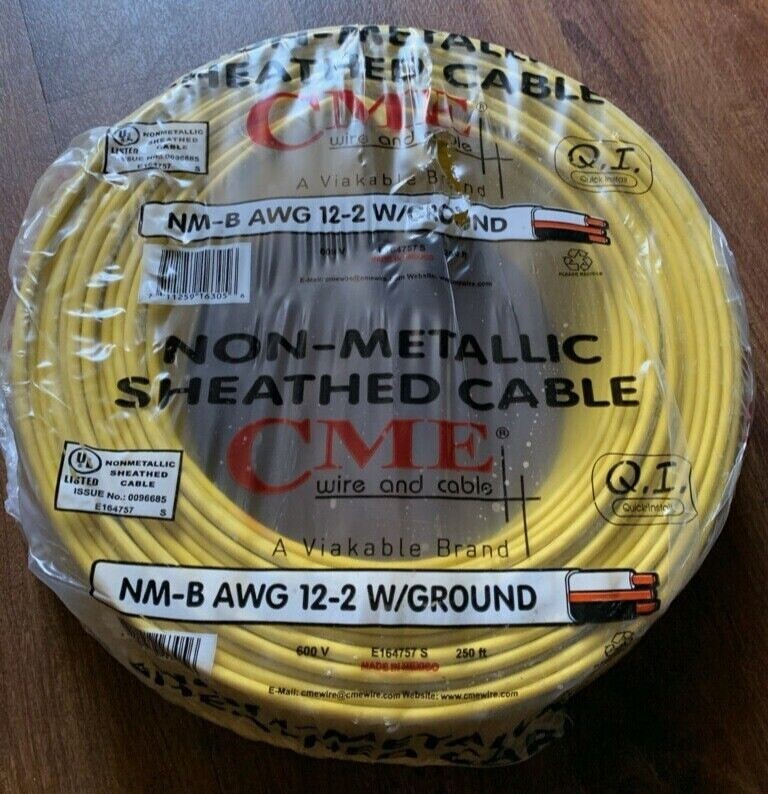 12/2 Romex Wire 12-2 AWG 250ft Non Metallic Cable Copper Electrical ...