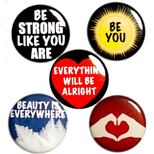 Encouraging Pin Buttons Positive Saying Quote Pin Buttons Set of 5 Pins ...