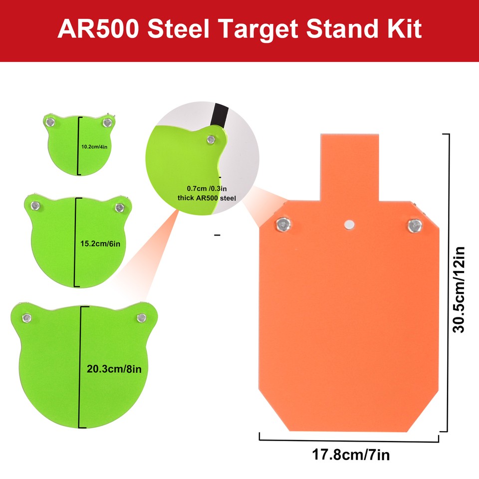 Steel Shooting Target Stand System (Stand, Chains & 4/15/20" Gong+7"x12 ...