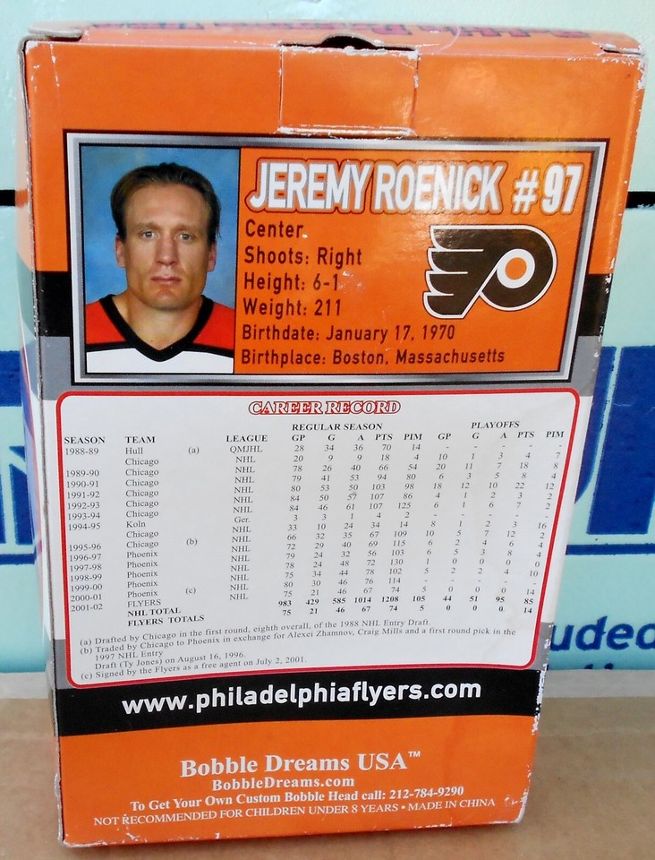 Jeremy Roenick Philadelphia Flyers Bobblehead 2003 giveaway sponsored ...