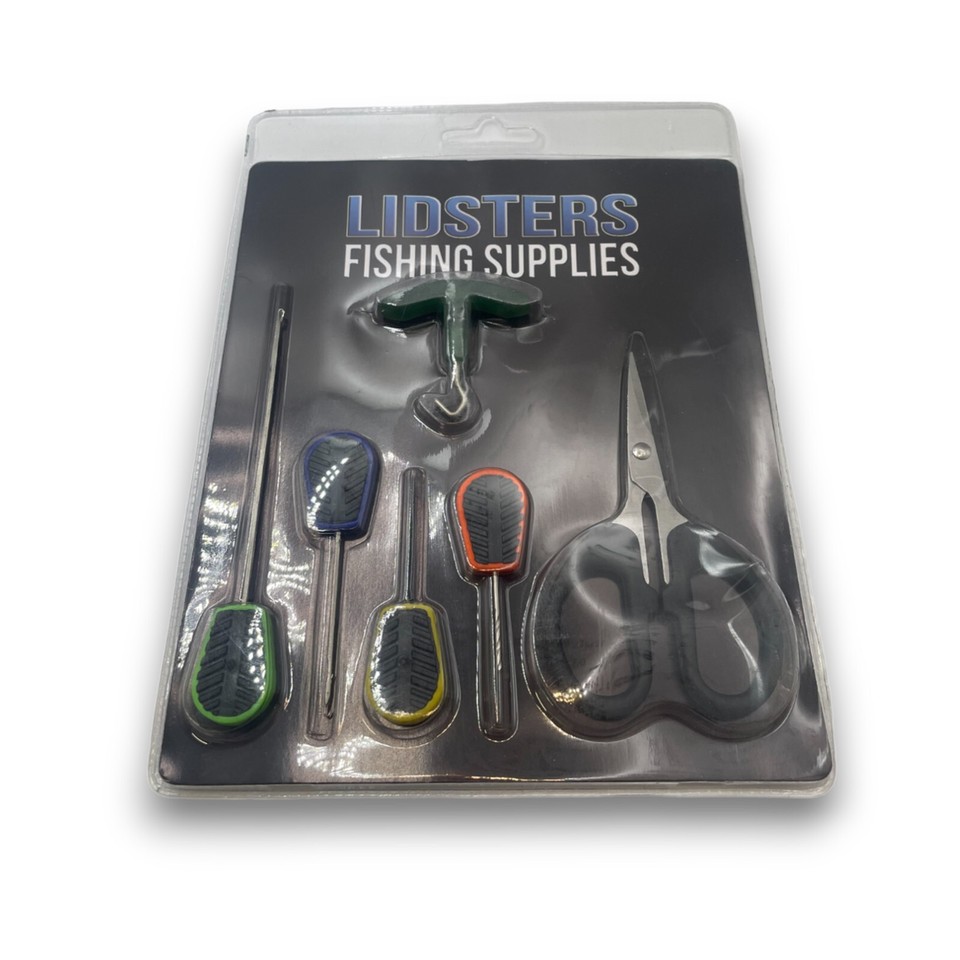 6 PC BAITING TOOL SET 4 BAITING TOOLS BRAID SCISSORS KNOT PULLER CARP ...