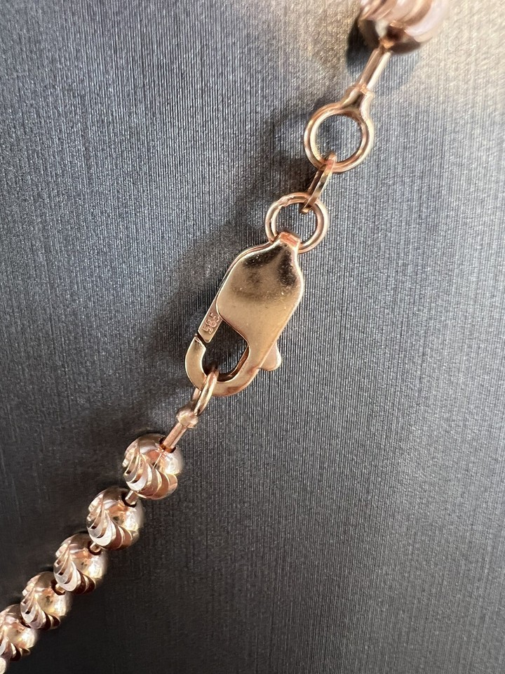 14k Solid Rose Gold Chain Round Bead Ball Chain Necklace + Bracelet | eBay