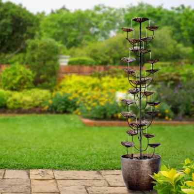 Cascading Leaves Water Feature Fountain Outdoor Patio Garden Decor - 1 ...