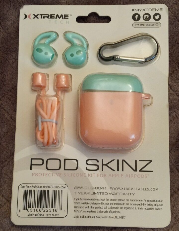 Pod Skinz Protective Silicone Kit for Apple Airpods Pink And Green | eBay