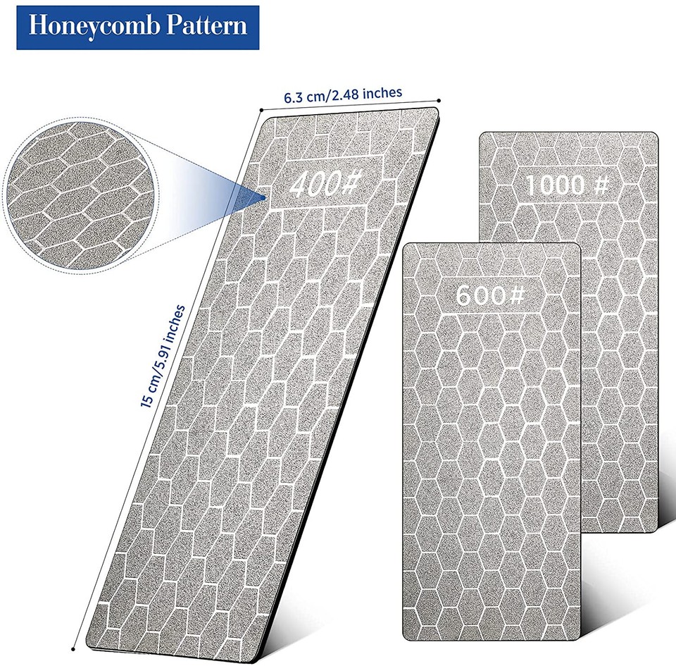 3PCS 400 600 1000 Grit Diamond Knife Sharpening Plate Honing Bench ...