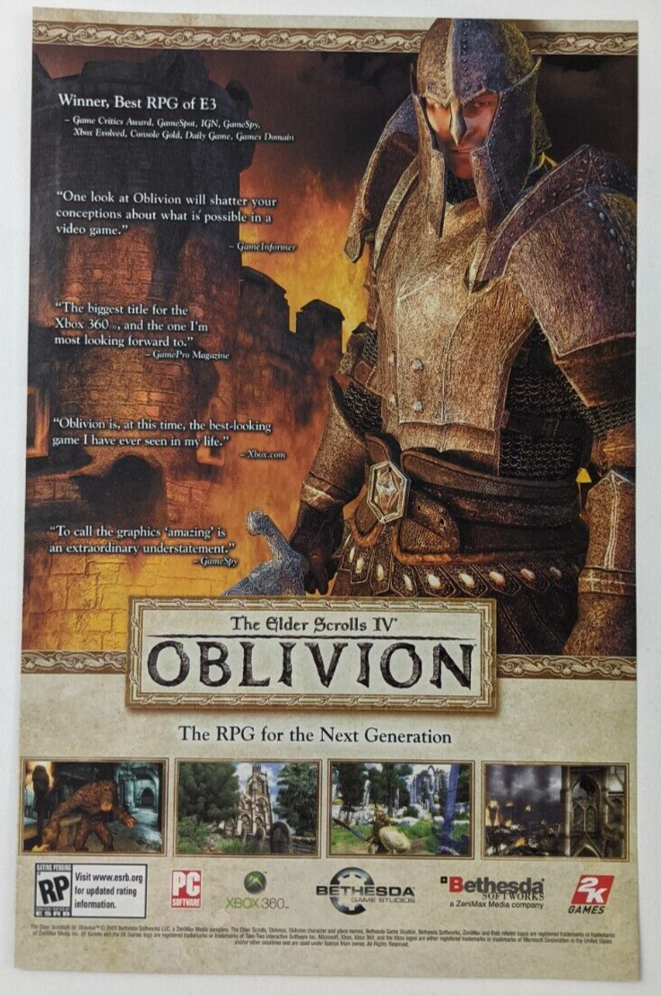 Elder Scrolls IV Oblivion Print Ad Game Poster Art PROMO Original Xbox ...