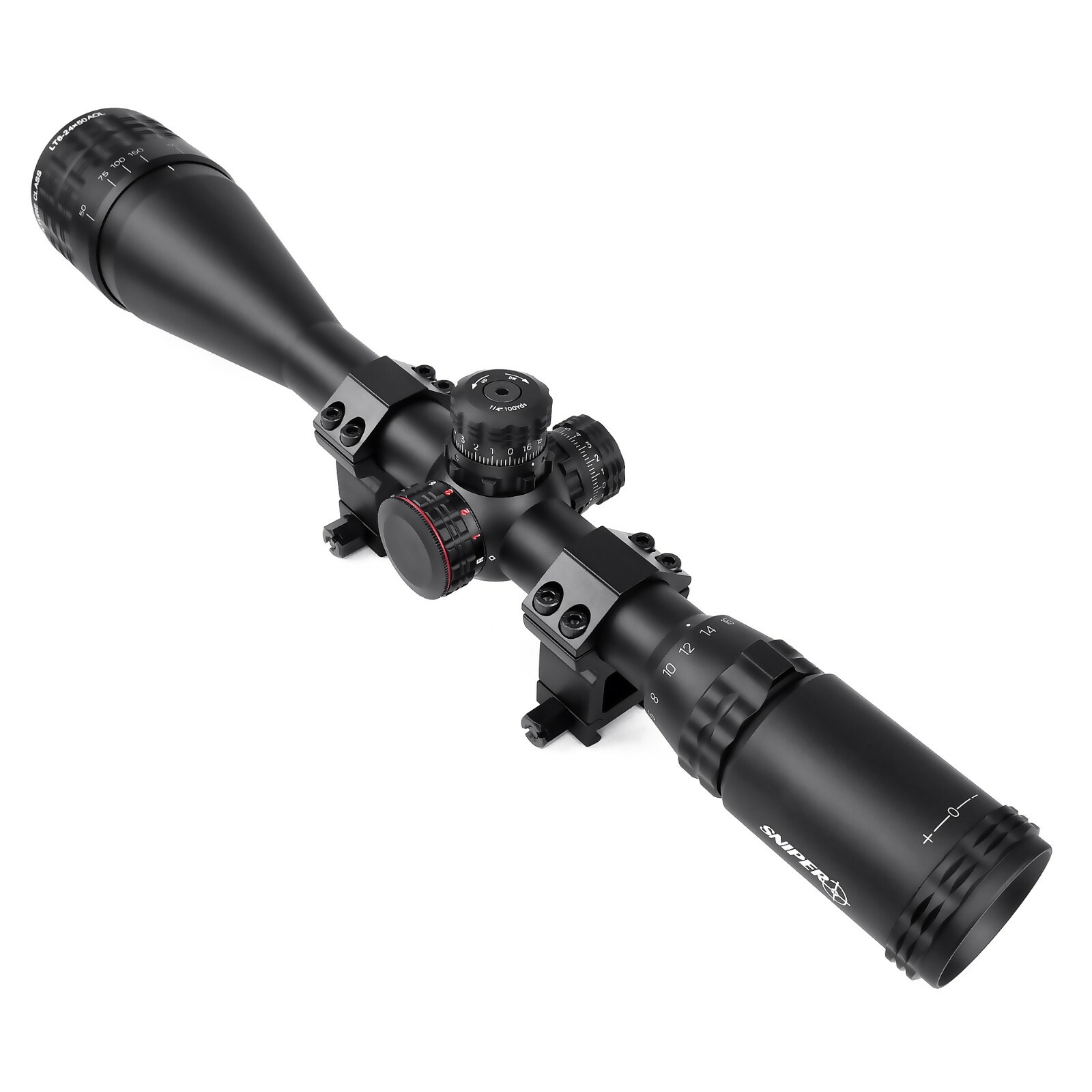 Sniper 6-24x50AOL Rifle Scope illuminated W/ Quick Lock and Zero W/E ...