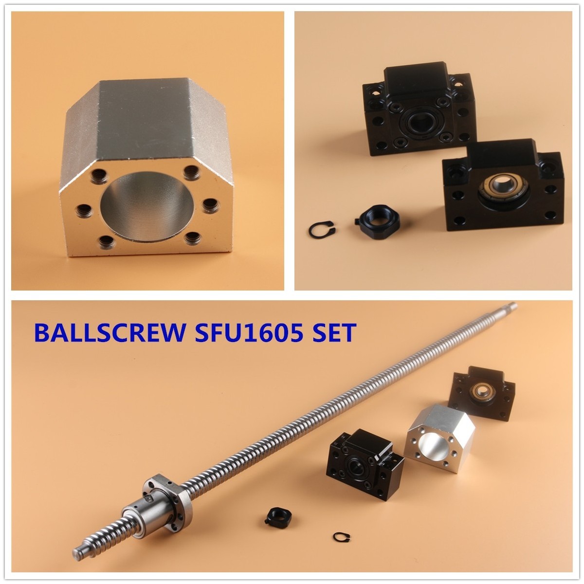 RATTMMOTOR RM/SFU1605 BallScrew Kit, 300mm Length Ball Screw With Sfu ...