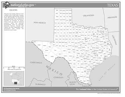 Texas State Counties (Black&White) Laminated Wall Map | eBay