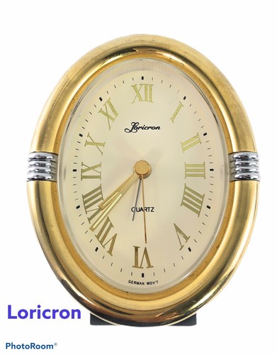 Loricron Desk Clock 4.5"H x 3.5"W Gold Silver Tone Trim Quartz German ...