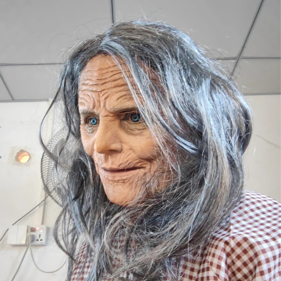 Realistic Old Woman Mask Latex Full Face Cover Halloween Cosplay Party ...