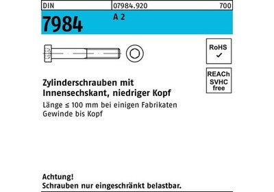Reyher Zylinderschraube DIN 7984 m.Innensechskant M 3 x 6 A 2 | eBay.de
