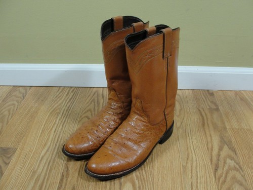 Justin Ostrich Roper Western Cowboy Boots Style L3021 Cognac Sz 6 1/2 B ...