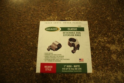 Weaver 1" Detachable Top Mount Dual Extension Scope Rings High Matte ...