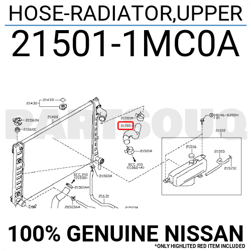 215011MC0A Genuine Nissan HOSE-RADIATOR,UPPER 21501-1MC0A | eBay