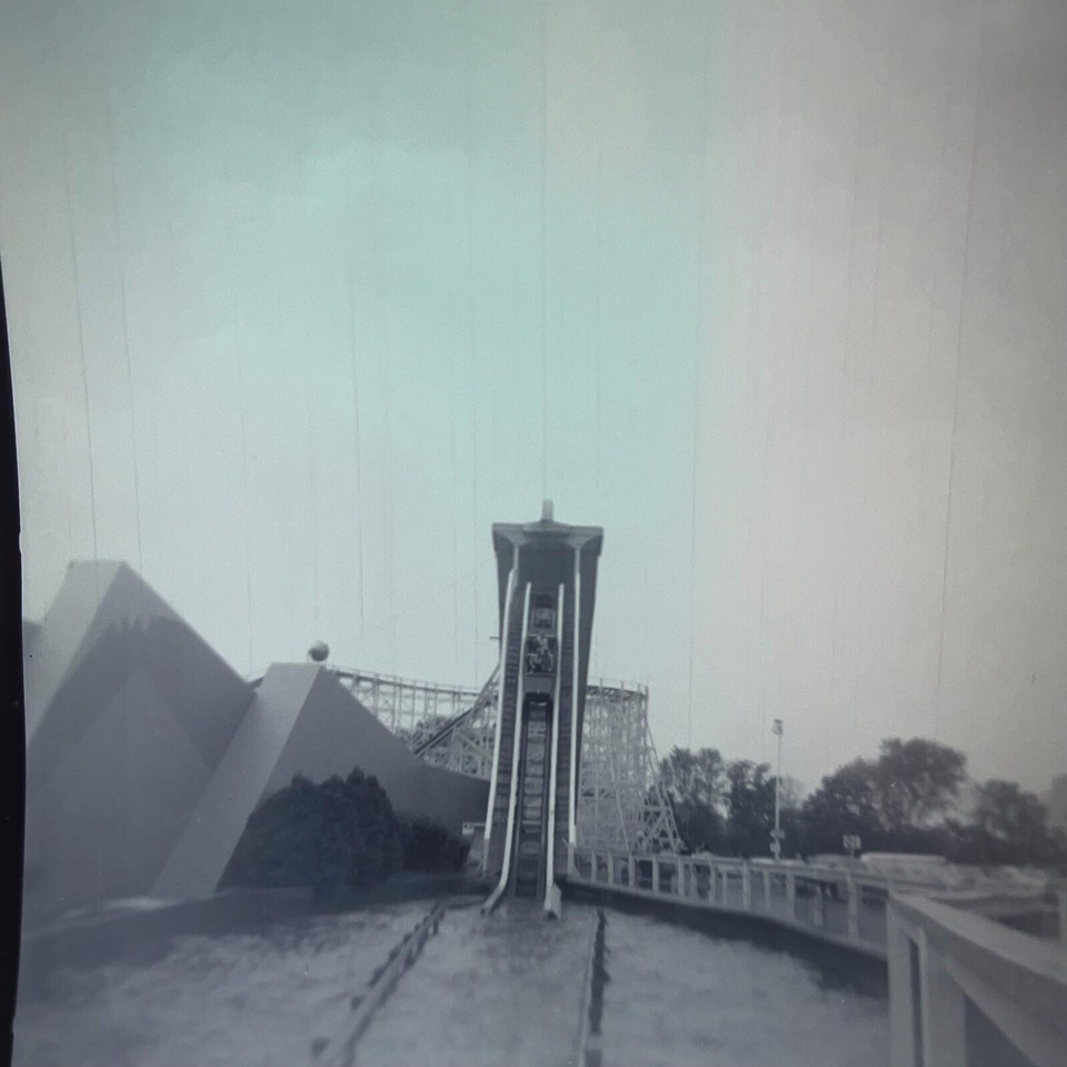 Vintage Photo Negative Amusement Park Boat Log Water Ride Rollercoaster ...