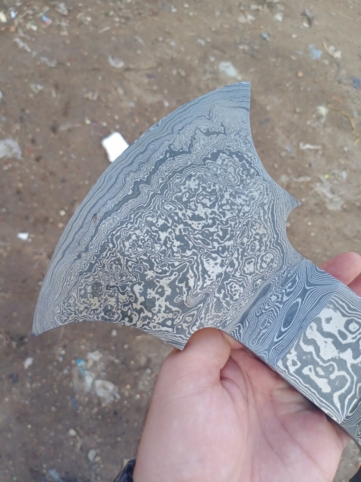 UNIQUE DAMASCUS STEEL DOUBLE EDGE HATCHET AXE HEAD CUSTOM HAND FORGE ...