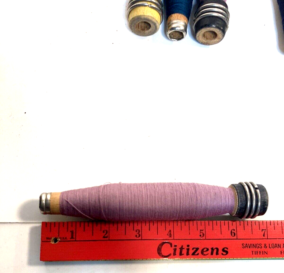 Wrapped Wood Quills, Bobbins, Spools, Wooden Threaded, Textile, lot of ...