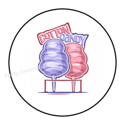 30 COTTON CANDY ENVELOPE SEALS LABELS STICKERS PARTY FAVORS 1.5" ROUND ...