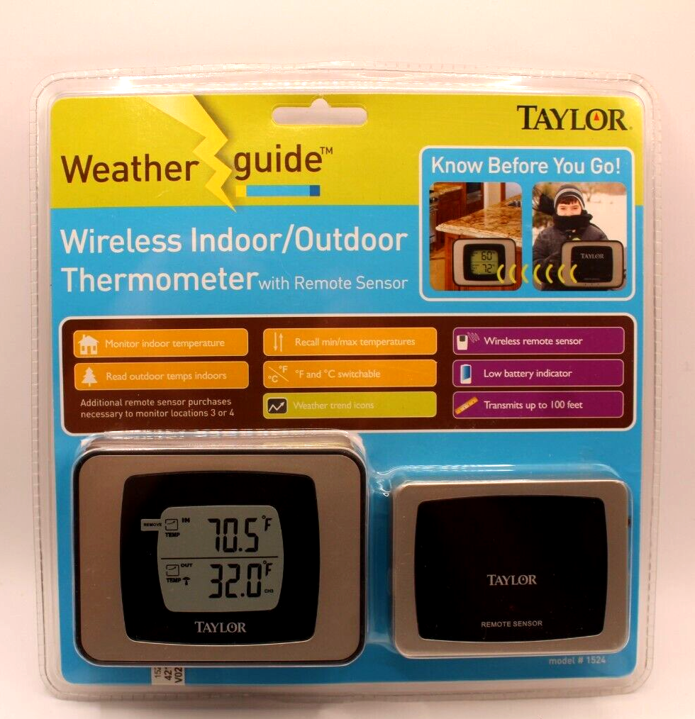 Taylor Weather Guide Wireless Indoor/Outdoor Thermometer With Remote ...