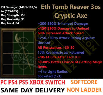 PC PS4 PS5 XBOX SWITCH NL Eth Tomb Reaver 3os DIABLO 2 RESURRECTED D2R ...