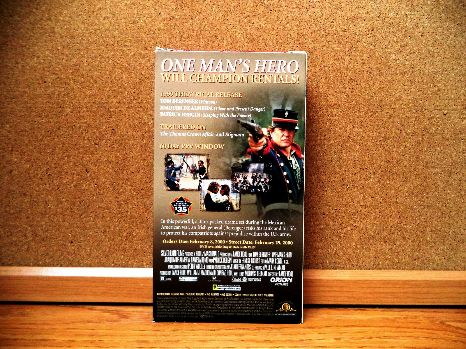 ONE MAN'S HERO (VHS 1998) FULL LENGTH SCREENER, Patrick Bergin, Tom ...