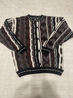 Vintage Bai Express 3D Knit Textured Funky Cosby Biggie Style Sweater ...