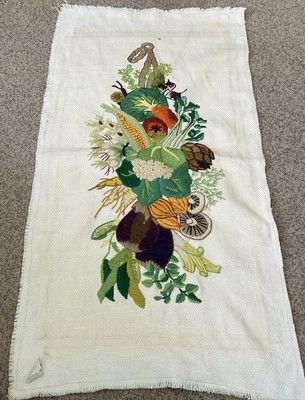 Vintage Crewel Embroidered Wall Art Garden Vegetables Decor 17 X 34 ...