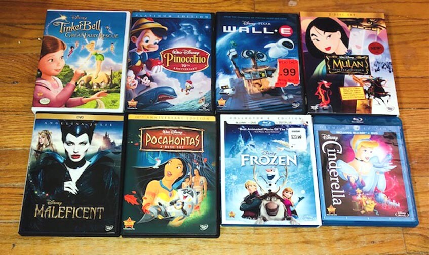 Lot of 8 Disney DVDs Blu-Ray Frozen Mulan Maleficent Wall-E Cinderella ...