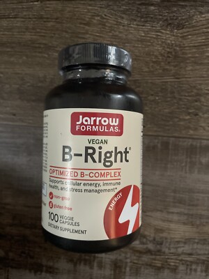 Jarrow Formulas Vegan B-Right Optimized B-Complex Energy 100 Veggie ...
