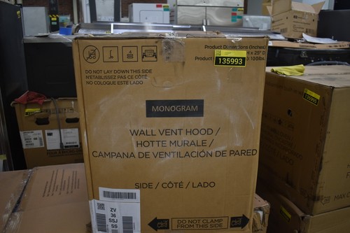 GE Monogram ZV36SSJSS 36" Stainless Wall Chimney Range Hood NOB #135993 ...