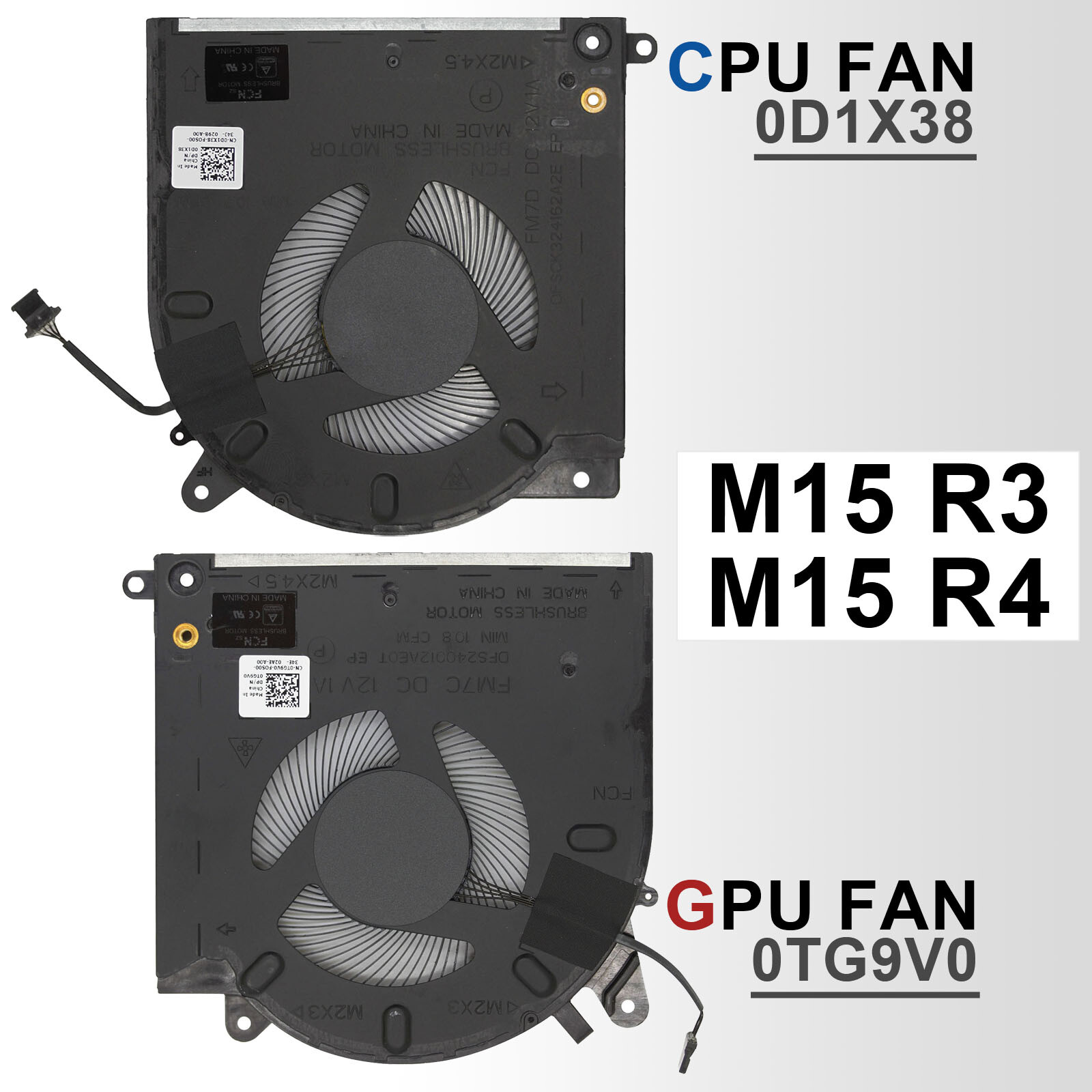 1 Pair OEM CPU + GPU Cooling Fan For DELL Alienware M15 M17 R3 R4 R5 R6 ...