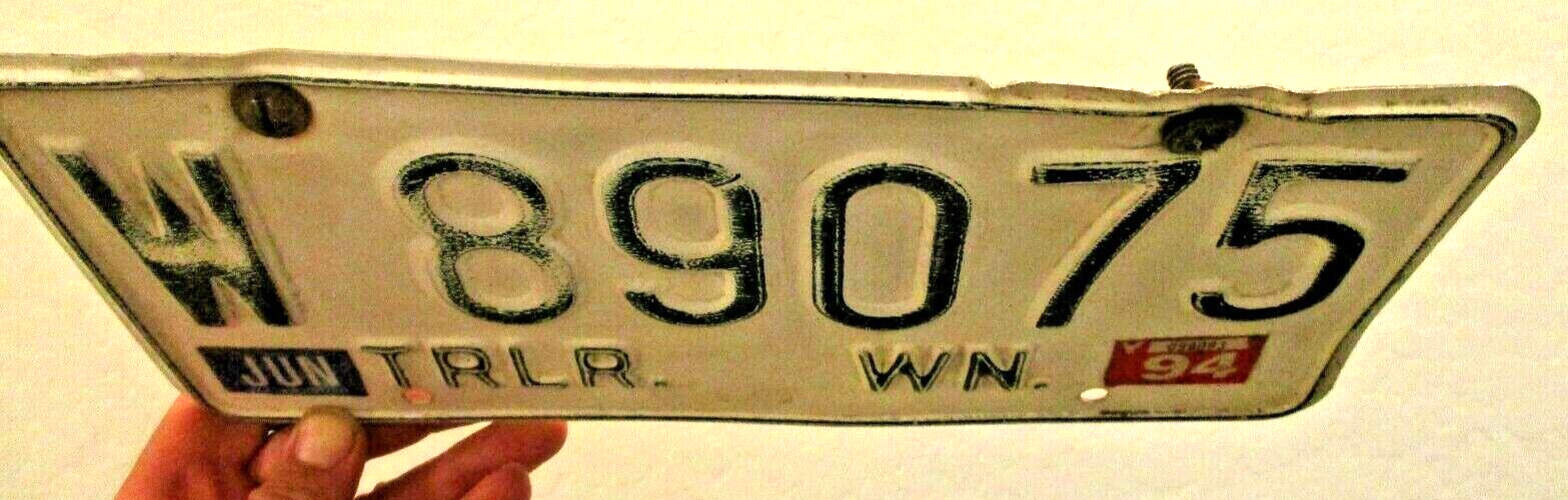 Vintage! 1963 & Up Washington State Trailer License Plate #W 89075 TRLR ...
