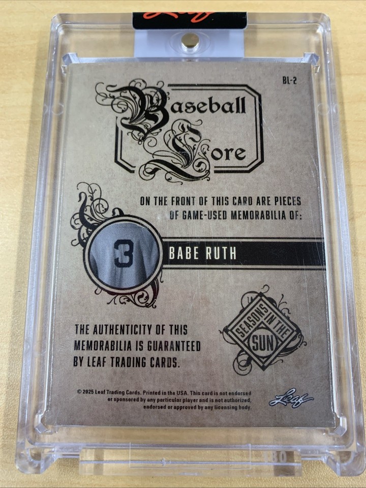2025 LEAF SEASONS IN THE SUN BABE RUTH 2X-GAME-USED RELIC # 5/5 | eBay