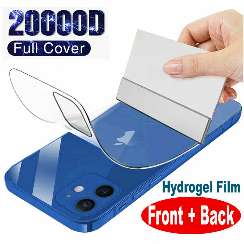 Front + Back Hydrogel Film For iPhone 17 16 15 14 13 12 11 Pro Screen ...
