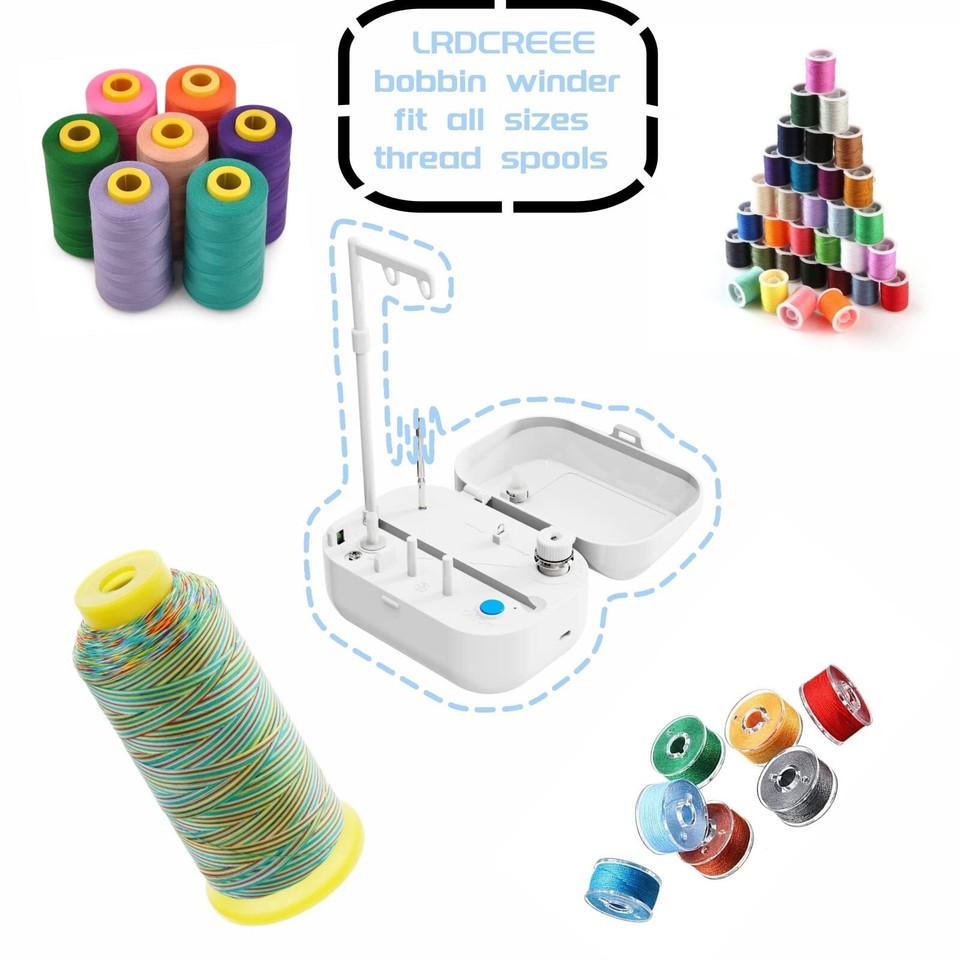 Automatic Bobbin Winder with Auto Stopper Large Spool Thread Holder and ...