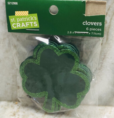 Shamrock Clover Wood Cutout - Green Glitter Clover Shape - 2.8 Inches ...