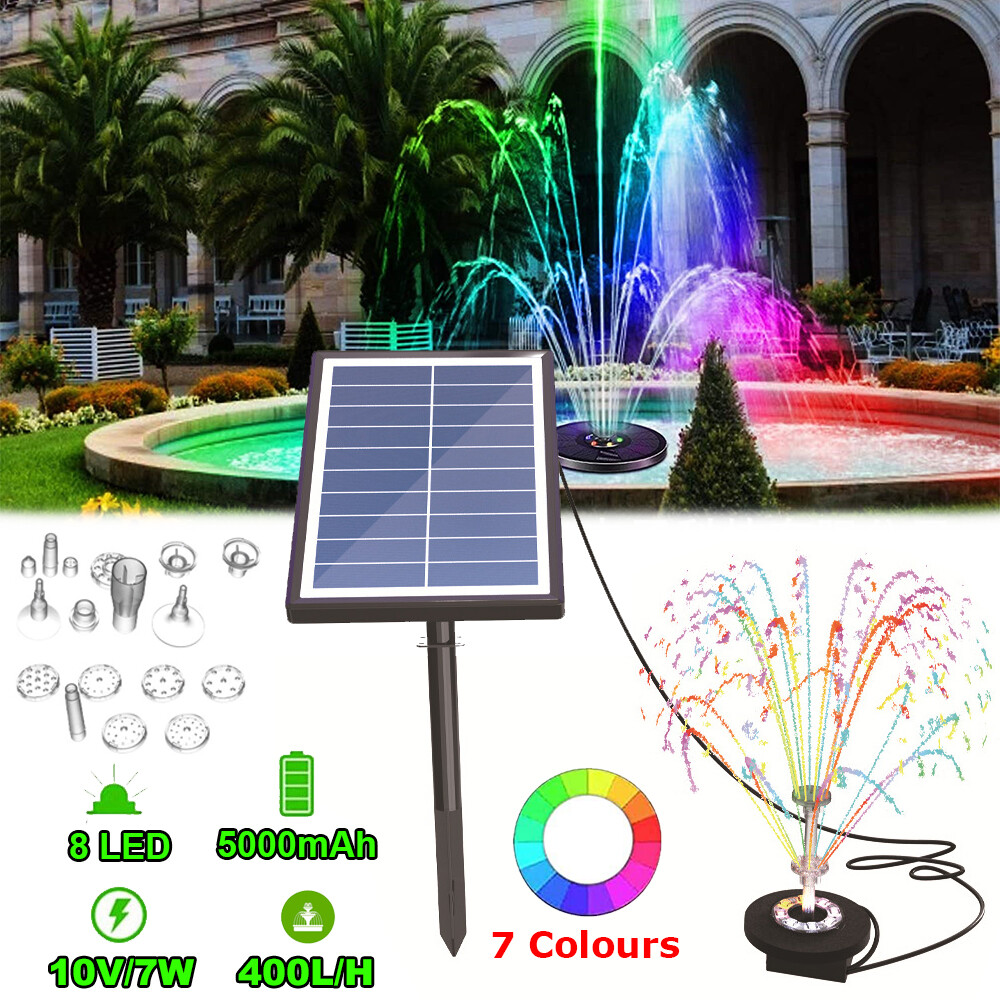 Solar Powered Fountain Kit 220L/H Solar Panel Powered Water Feature ...