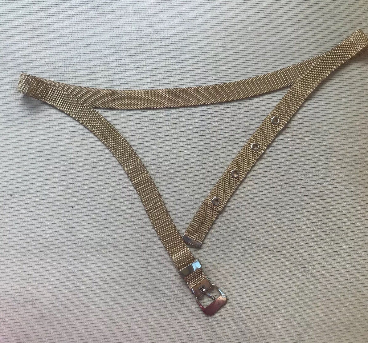 Vintage Metal Gold Tone Golden Chainmail Mesh Adjusta… - Gem