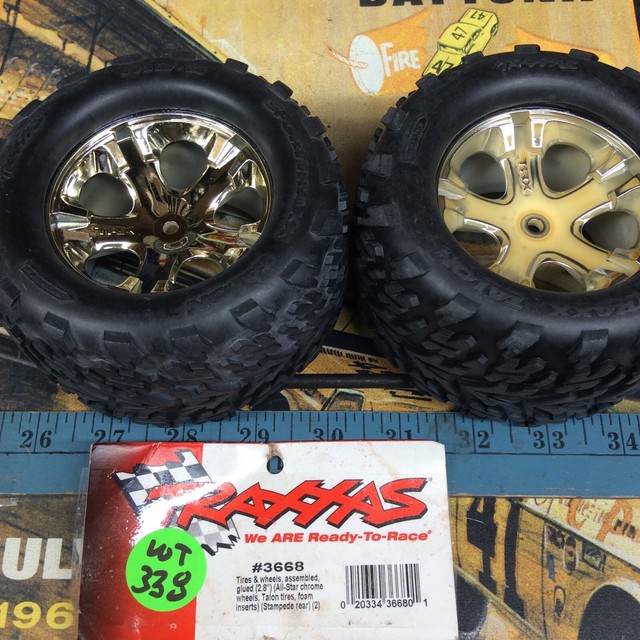Traxxas Stampede 2wd 2 Rear Chrome Wheels & Talon Tires * 3668 VXL for ...