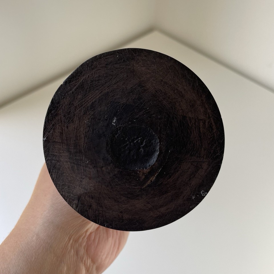 Spiral Handcarved Wood Candle Holder Twisted Stem Dark Timber 26cm ...